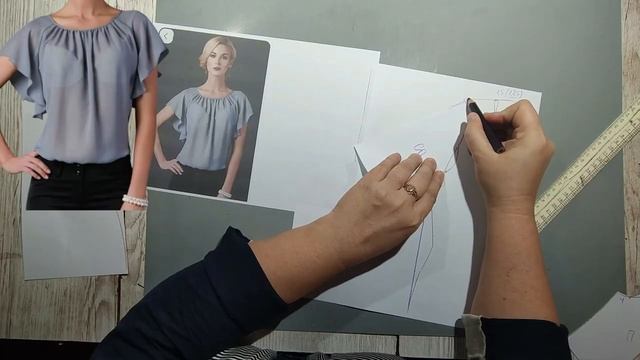 Моделирование. Блуза с рукавом с фалдами. Выкройка № 1927.