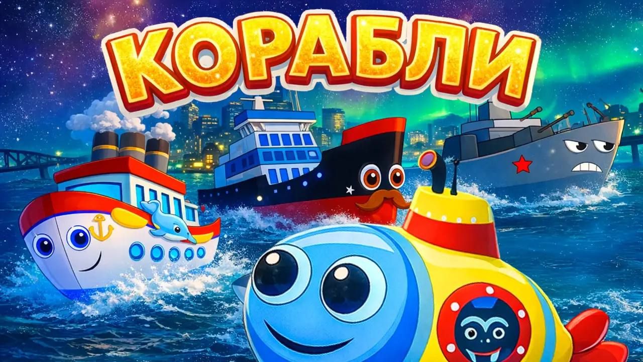 Развивающий мультфильм – Корабли: пароход, ледокол, эсминец, подводная лодка