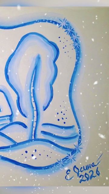 🎄Зимняя ночь в деревне. Гжель