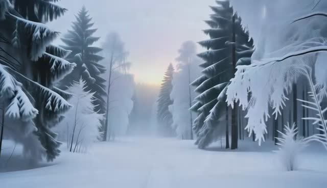 ❄️ Волшебный зимний лес: снег, ручей и северное сияние! 🌌