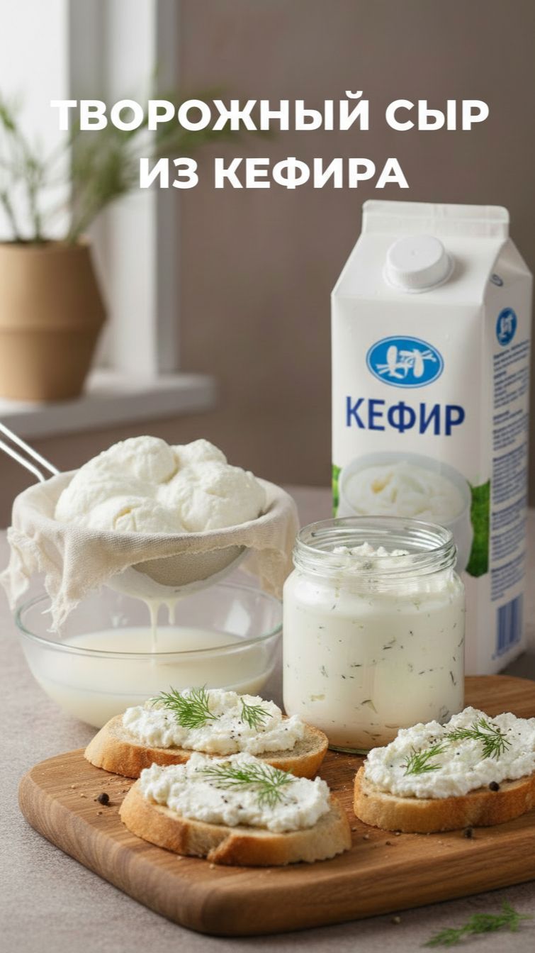 🧀 ТВОРОЖНЫЙ СЫР ИЗ КЕФИРА ЗА 5 МИНУТ!
