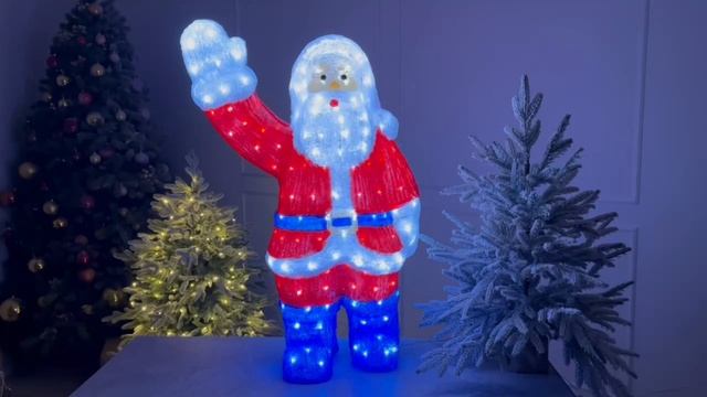 Декоративная светящаяся фигура ДЕД МОРОЗ ПРИВЕТСТВУЕТ, акрил, 240 белых LED-огней, 90 см, 4060482