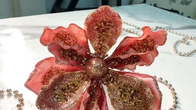 Искусственный цветок МАГНОЛИЯ НАОМИ на клипсе, полиэстер, розовый бархат, 18 см, 86723