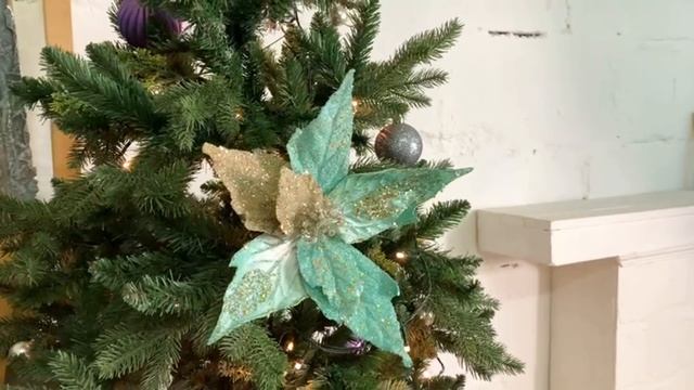 Искусственная пуансеттия ДЖУАЗЕТТА на клипсе, полиэстер, бирюзовая, 27 см, 86690