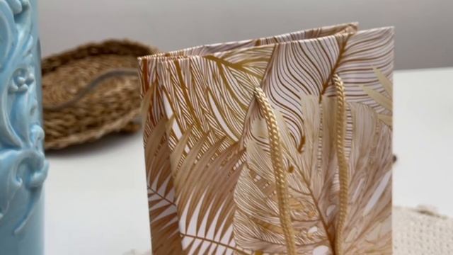 Подарочный пакет ЗОЛОТО ВЕТВЕЙ - ПАЛЬМОВЫЕ ЛИСТЬЯ, 16х11 см, APF478210-2