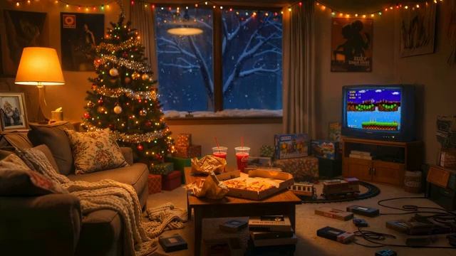 Late Night Gaming 1990 Cozy Winter Room ]