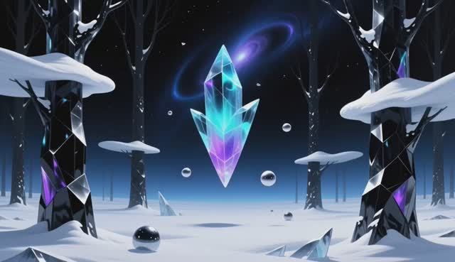 ❄️ Магический кристалл в зимнем лесу под звездами! ✨