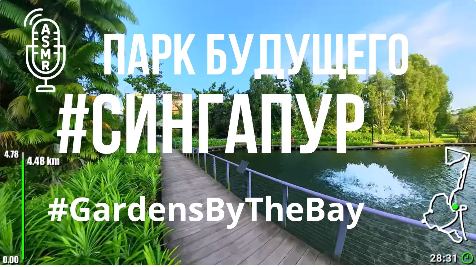 Видео для бега на беговой дорожке с окружающими звуками| Виртуальный бег #Singapore #GardensByTheBay