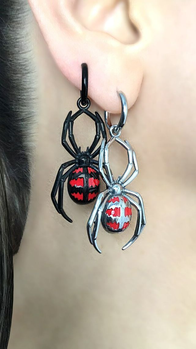 Крупные серьги-конго с подвесками "Чёрная вдова" от StarfallShop