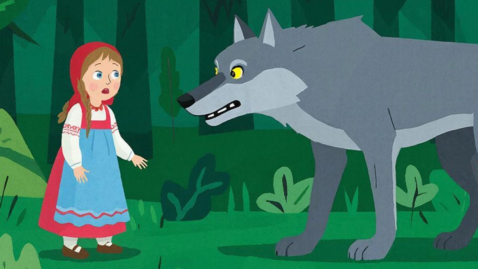 Сказка про девочку в красной шапочке, серого волка и бабушку
