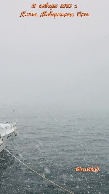 16 января 2026 г. Ялта. Набережная. Снег #ялта #ялта2026 #снегопад