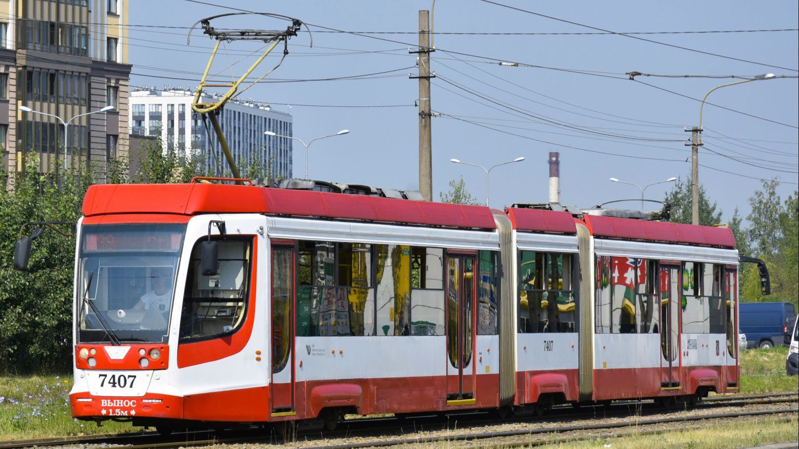 Трамваи Петербурга на 55 маршруте Придорожная аллея-Улица Шаврова