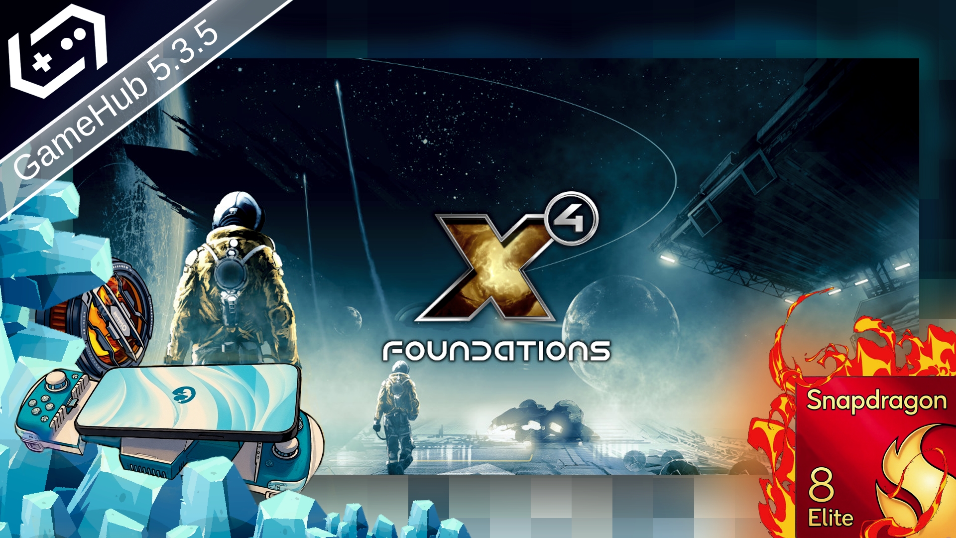 X4 Foundations. GameHub 5.3.5. Snapdragon 8 elite. С активным охлаждением.
