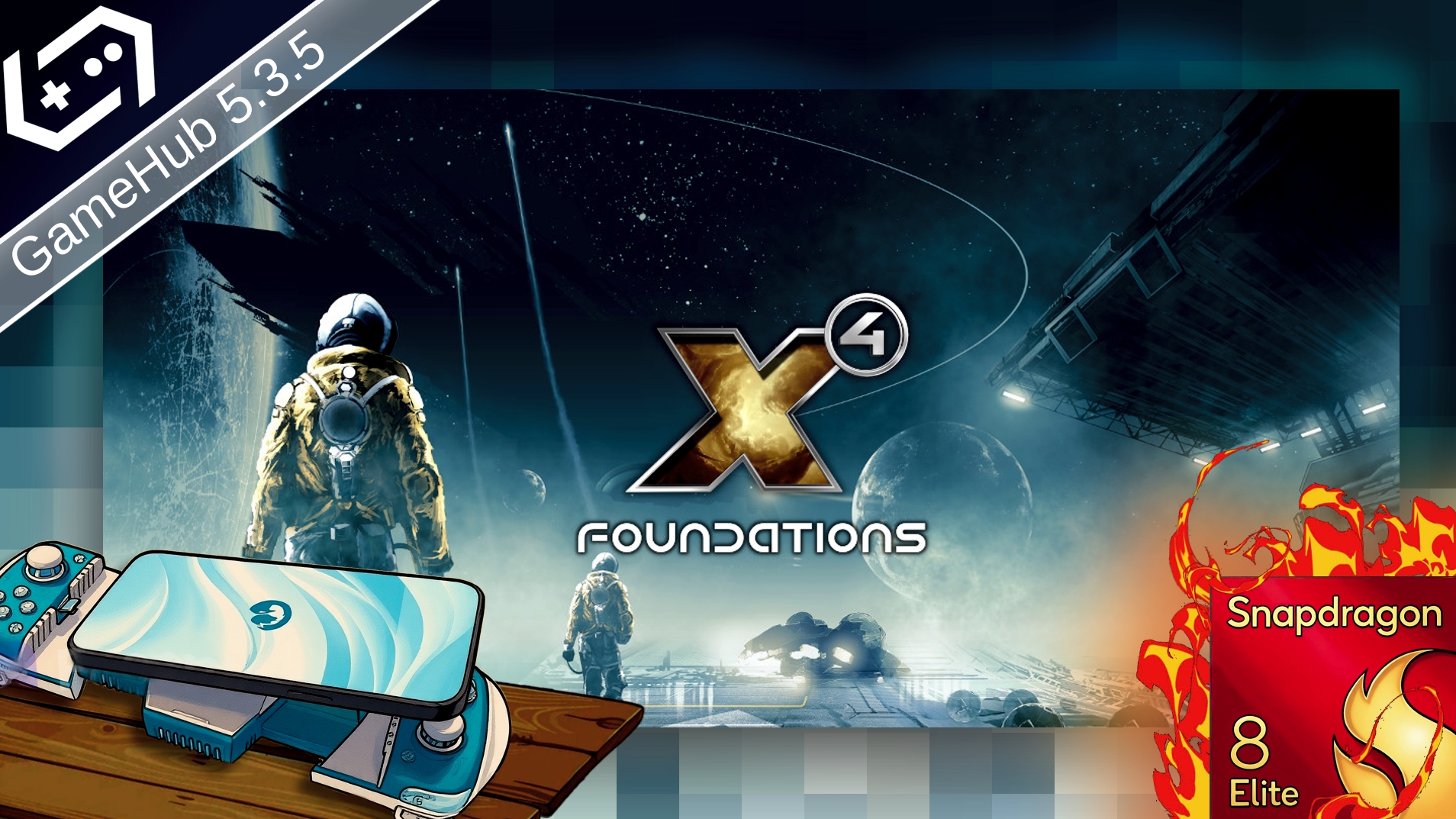 X4 Foundations. GameHub 5.3.5. Snapdragon 8 elite. Без активного охлаждения.
