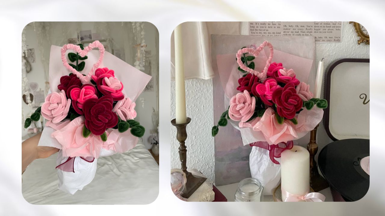 БУКЕТ РОЗ ИЗ СИНЕЛЬНОЙ ПРОВОЛОКИ