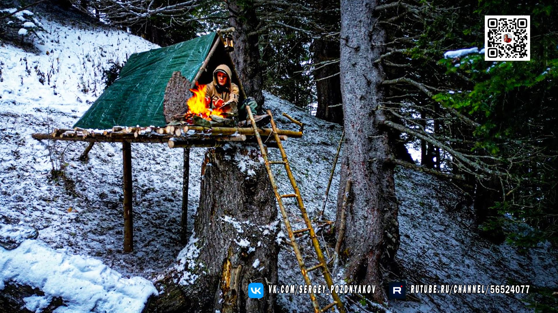 Постройка Зимнего Укрытия на Старом Пне. Выживание в Суровых Условиях!