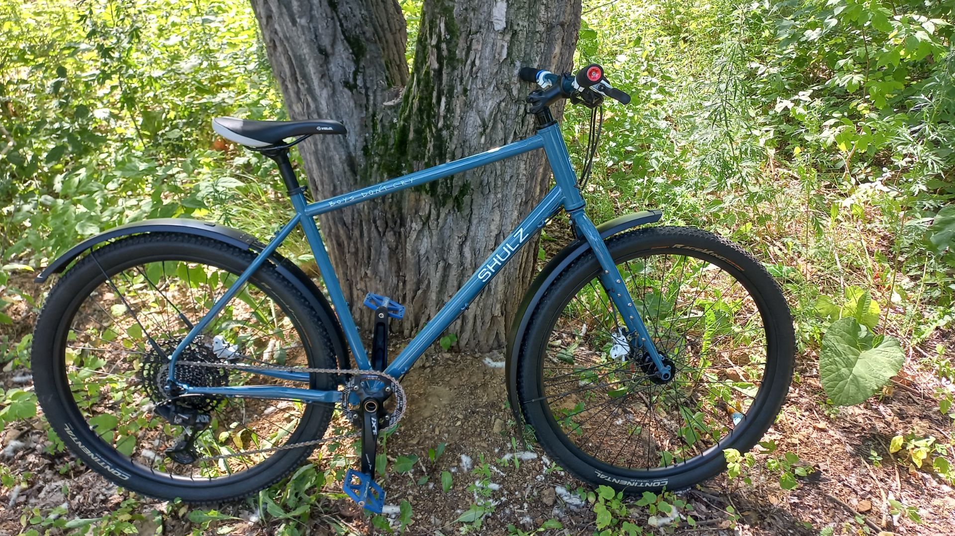 Велосипед на основе фреймсета Shulz boys don't cry. МТБ трансмиссия и прямой руль.