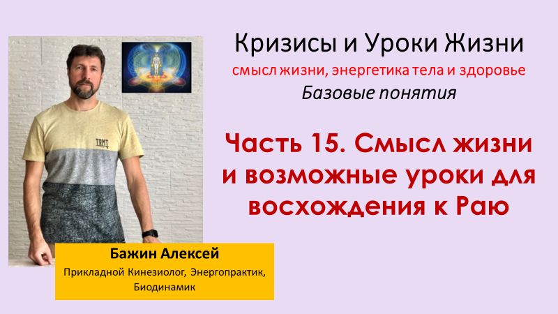 Алексей Бажин|Часть 15. Смысл жизни и возможные уроки для восхождения к Раю|Кризисы и уроки жизни