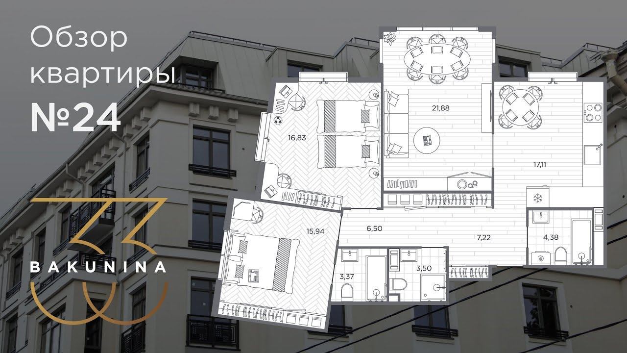 Эркер с видом на историю: обзор квартиры 96,4 м² в клубном доме BAKUNINA 33