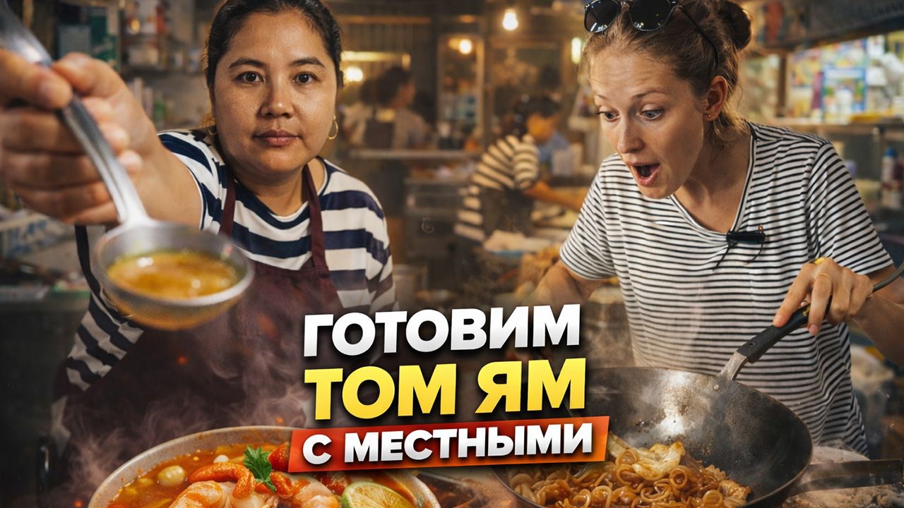 Тайка в ШОКЕ! Мы пришли на её кухню готовить ТОМ ЯМ и ПАД СЬЮ. Секретный рецепт! #тайскаякухня