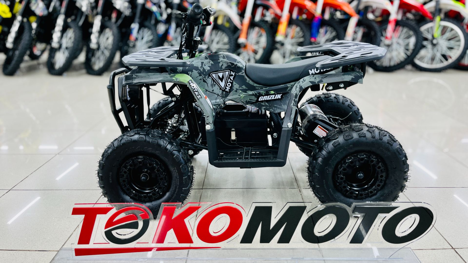 Электроквадроцикл Motax GRIZLIK MIDI E1000 BW черный-зеленый камуфляж