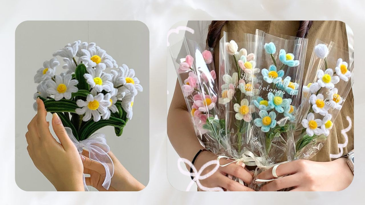 БЕЛЫЕ МИНИ РОМАШКИ ИЗ СИНЕЛЬНОЙ ПРОВОЛОКИ