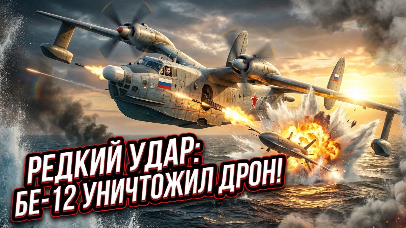 ✈️💥 Бе-12 против дрона: уникальная атака в небе Черного моря!