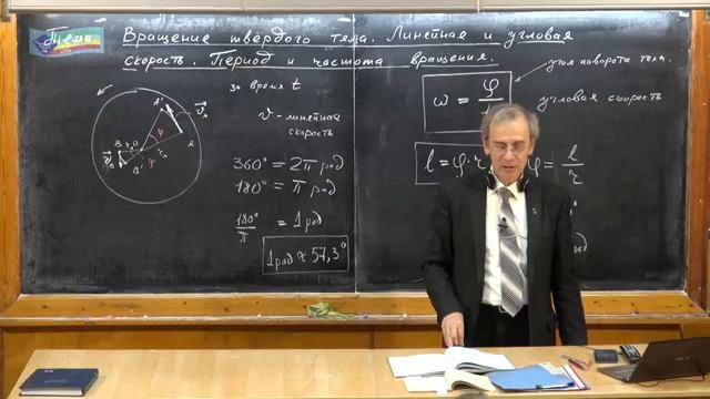 Вращение твердого тела. Линейная и угловая скорость. Период и частота вращения