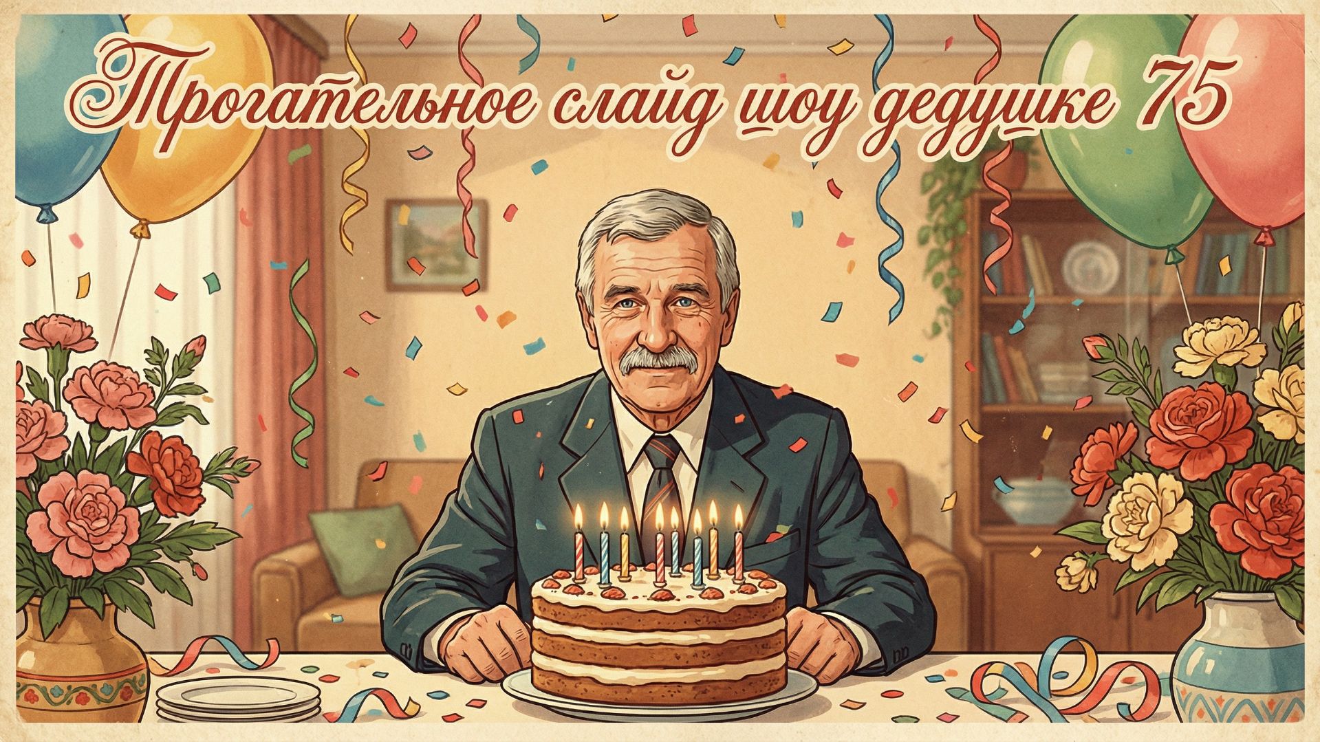 ТРОГАТЕЛЬНОЕ СЛАЙД ШОУ ДЕДУШКЕ 75