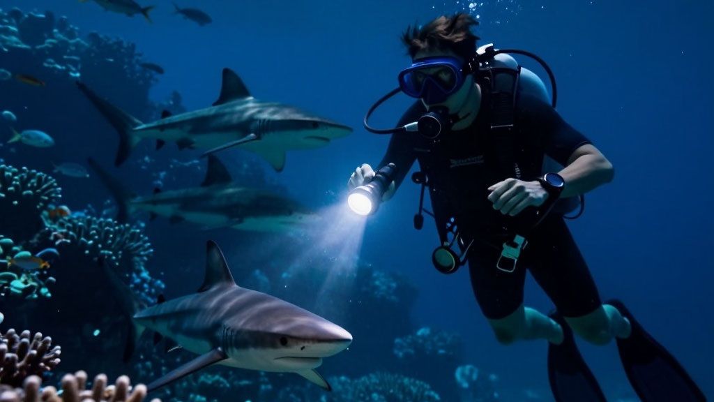 Акула, дайвинг на Симиланских островах, дайвинг в Таиланде, ночной дайвинг, рифовые акулы