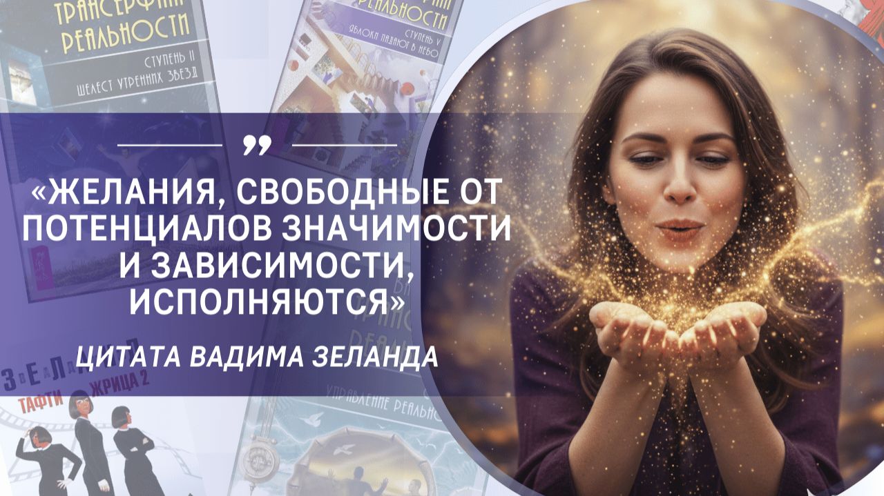 "Желания, свободные от потенциалов значимости и зависимости, исполняются" (Вадим Зеланд)