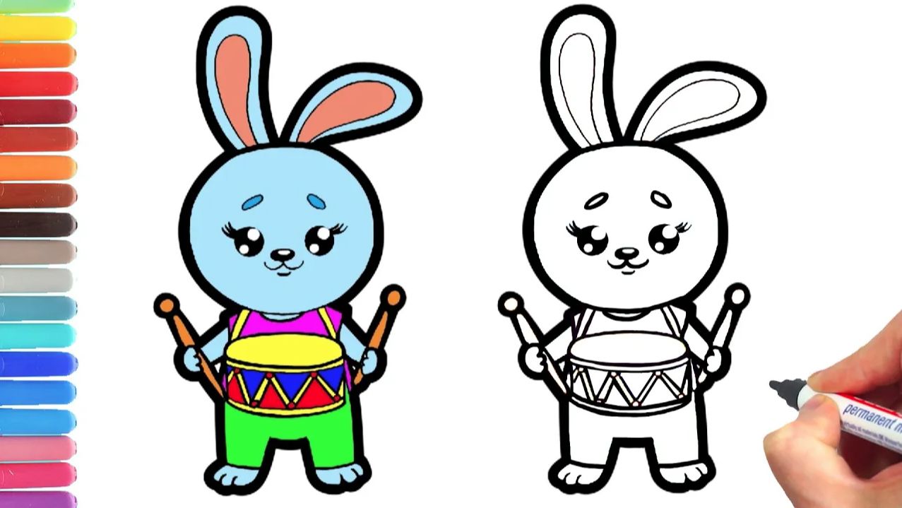 Мультик - раскраска для детей ЗАЙЧИК Учимся как нарисовать добрую овечку вместе с детьми.