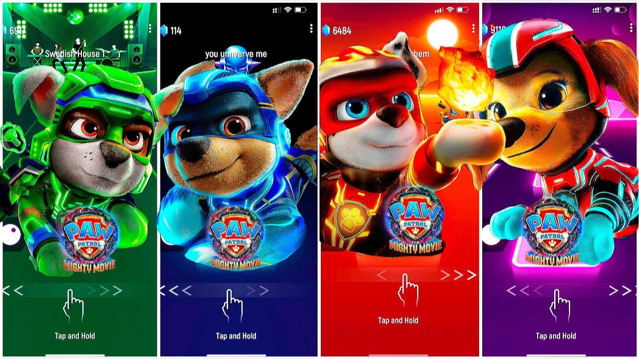 Мультики для Детей Щенячий Патруль Tiles Hop - РОККИ, ГОНЩИК, МАРШАЛЛ, ЛИБЕРТИ