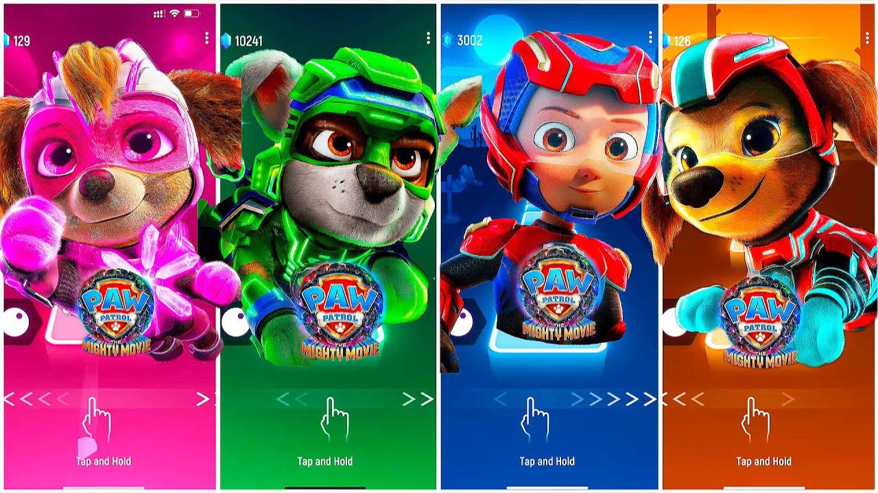 Мультики для Детей Щенячий Патруль Tiles Hop - СКАЙ, РОККИ, РАЙДЕР, ЛИБЕРТИ