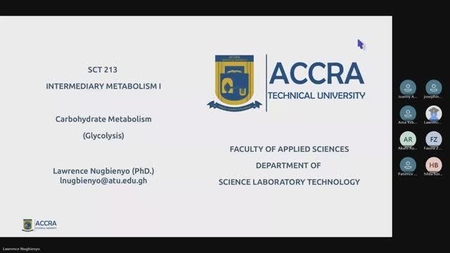 SCT 213 Biochemistry - Intermediary Metabolism I-Cabohydrate Metabolism (Glycolysis)