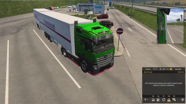 ETS2 Mercedes-Benz Actros MP3 V6 V8 мой самый первый длинный прицеп  не лёгкая работа дальнобойщика