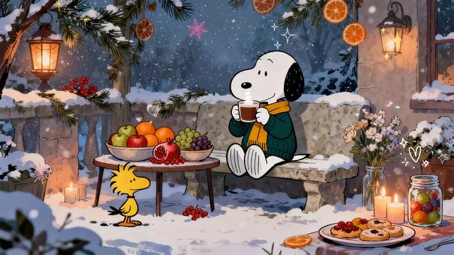 Cozy Fireplace Vibes with Snoopy | Holiday Jazz & Lofi for Studying & Work