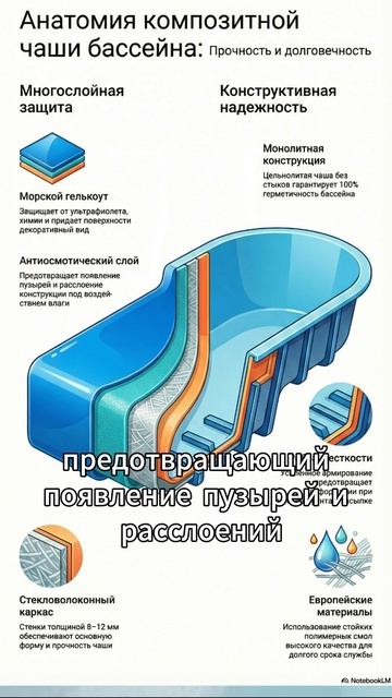 Композитный бассейн: устройство чаши, слои и защита | Строительство бассейнов в Ростове-на-Дону