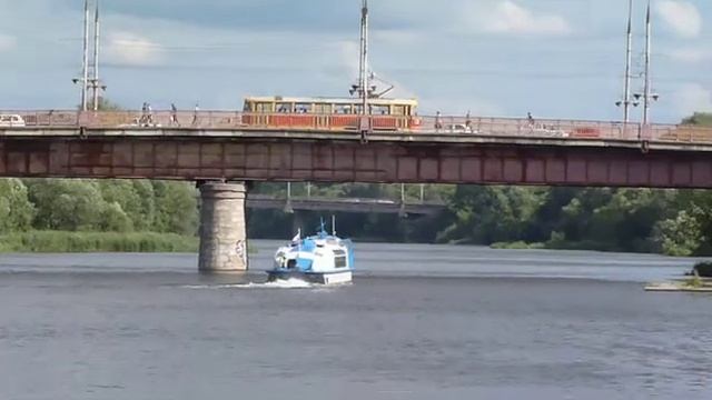 Город Орёл, река Ока, теплоход "Заря".