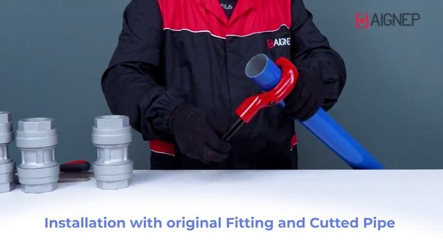 Соединение труб с помощью цанговых фитингов для диаметров 50-63 мм пневмомагистралей INFINITY Aignep