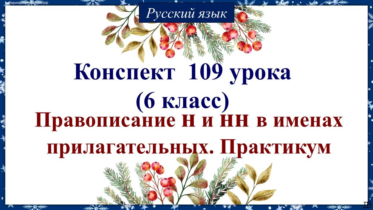109 урок русского языка 6 класс. Правописание н и нн в именах прилагательных. Практикум