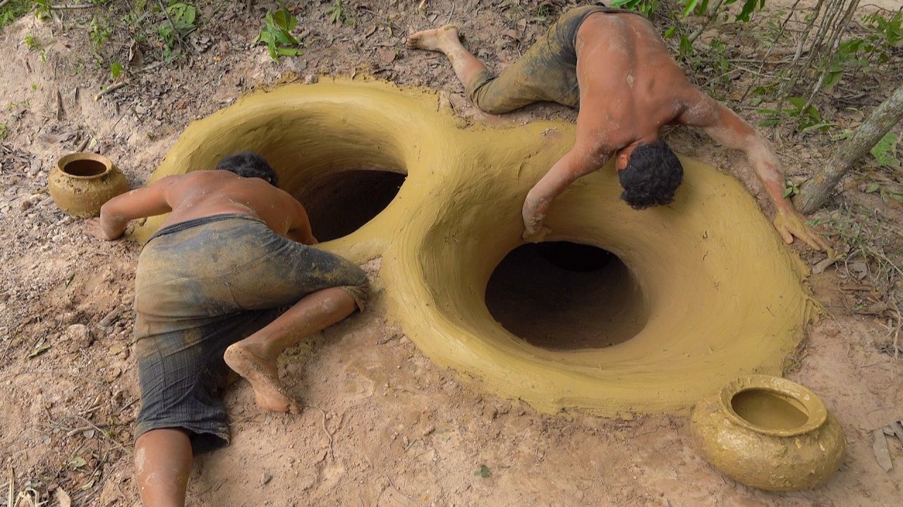 Как построить пещерный секретный подземный дом с частными бассейнами 🏖️ 🌊 Уникальный проект жилища