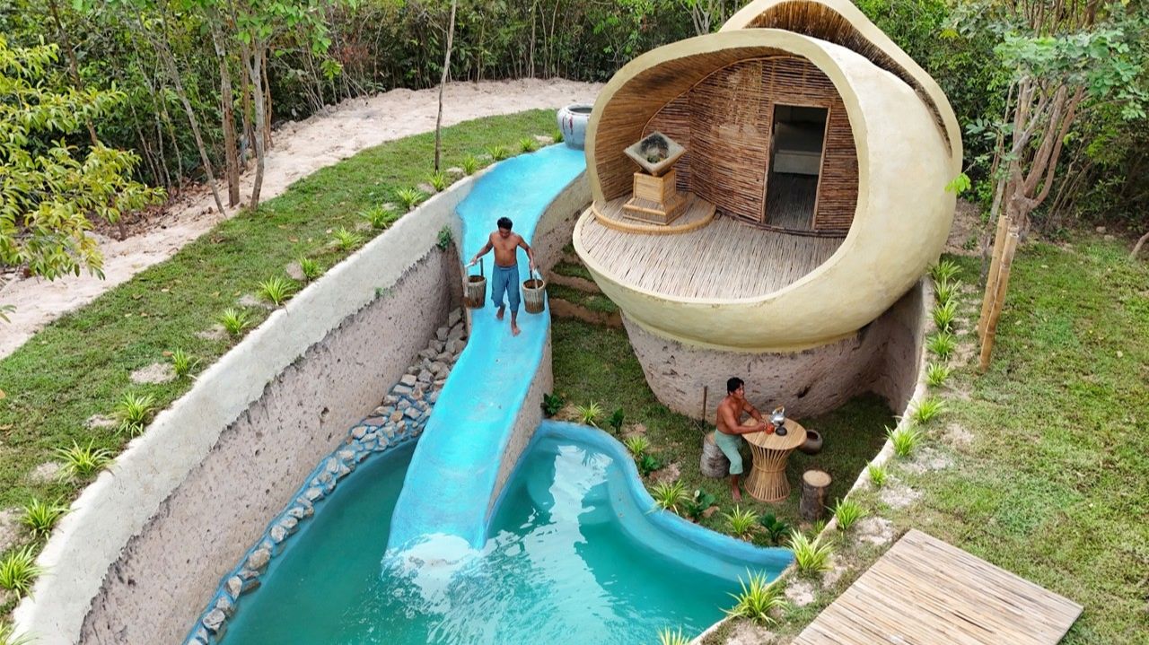 Потратил 118 дней на строительство частного роскошного дома с потрясающими бассейнами 🏖️ 🌊 🌇