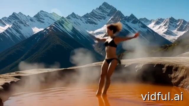 Прыжок в оранжевый горячий источник