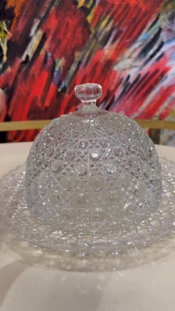 Хрустальная сырница с крышкой (Бельгия, 1-я половина XX века)