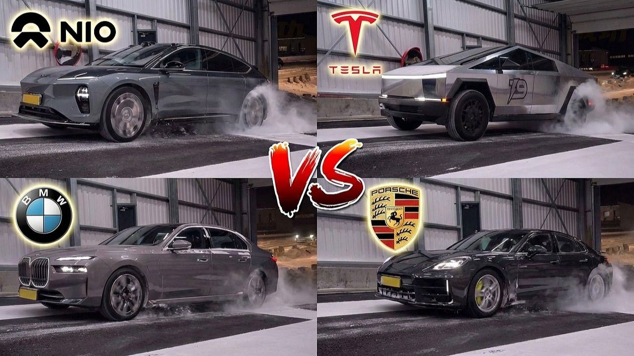 Ледяная схватка： Cybertruck против BMW, Porsche, NIO!