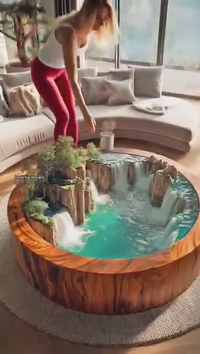 Потрясающий кофейный столик с водопадом!