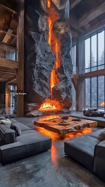 Фантастически красивый камин из камня!