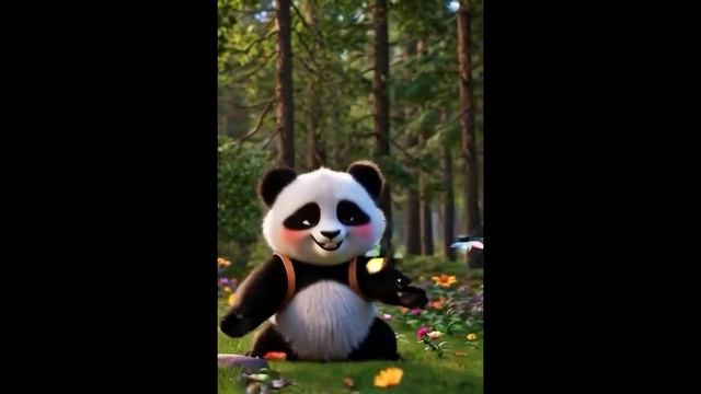 Панда весело танцует