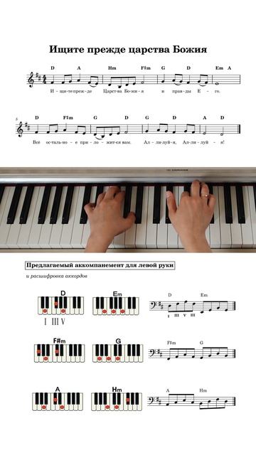 Ищите прежде / христианские песни / аккомпанемент для левой руки